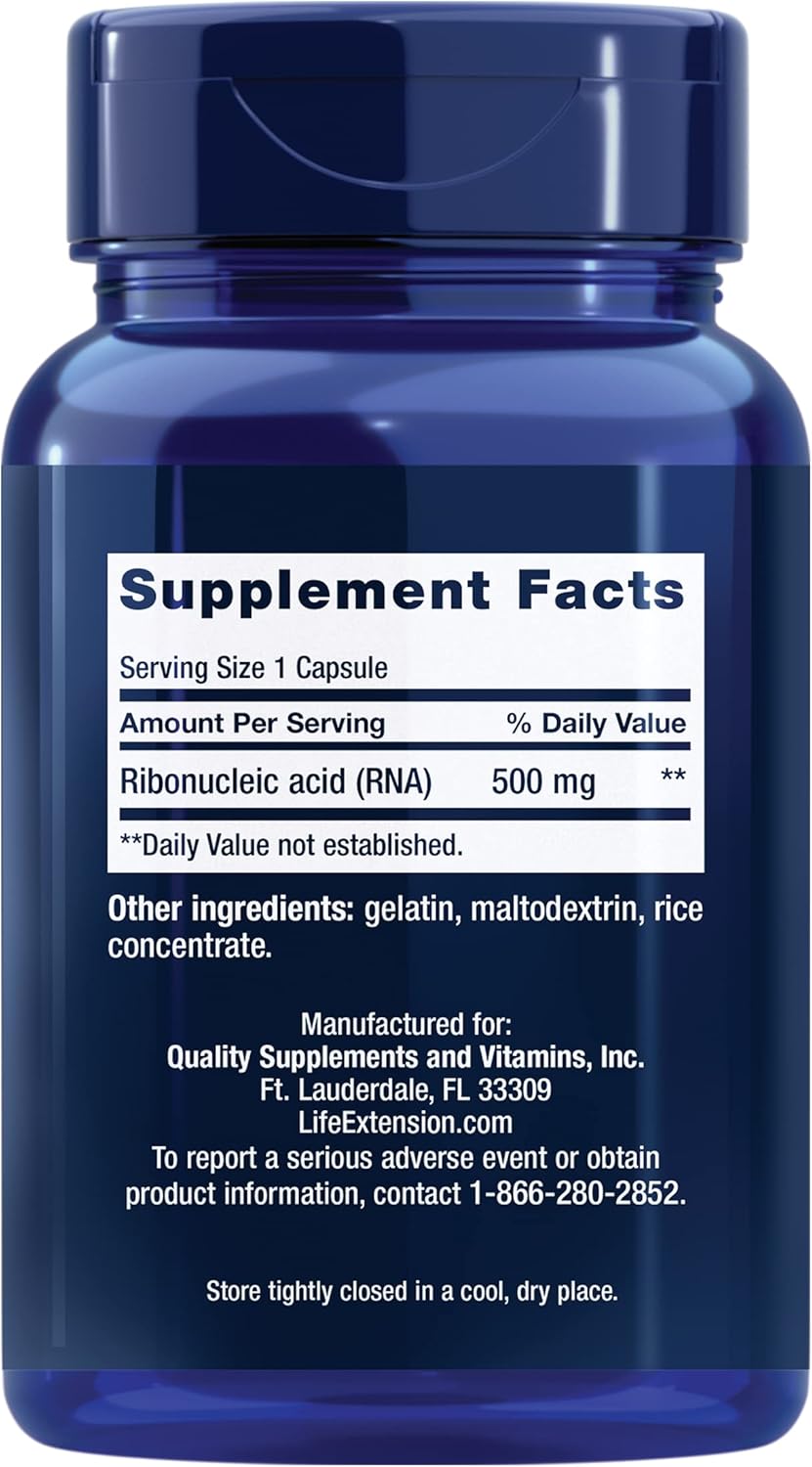 Life Extension Cápsulas de ARN 500 mg – píldoras suplementarias de ...