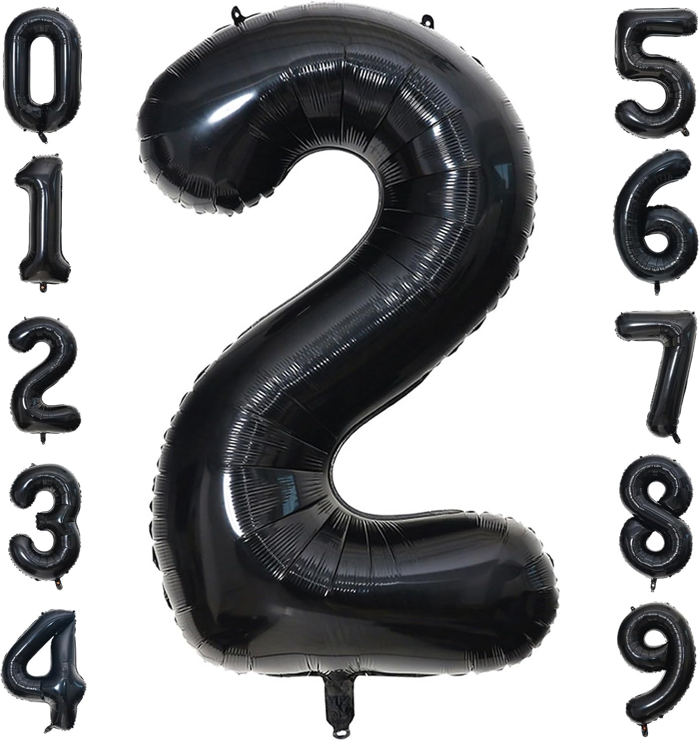 Amazon.com: PatiCool 40 Inch Black Number Balloon 2, Large Number Foil ...