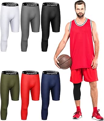 Amazon.com: 6 Packs Compression Pants Men Basketball One Leg ...