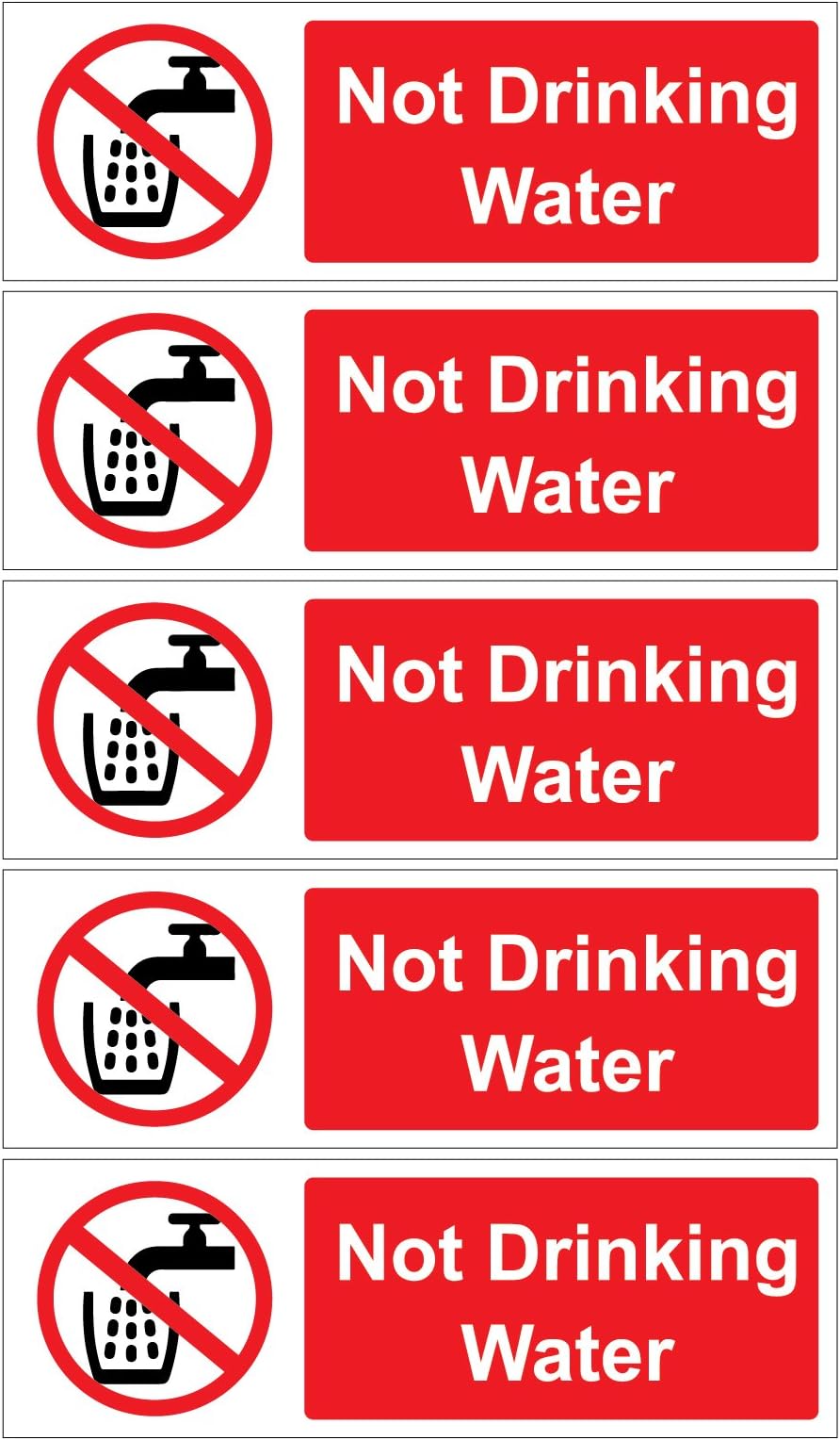 Pack of 5 Not Drinking Water Notice Self Adhesive Stickers Safety Signs ...