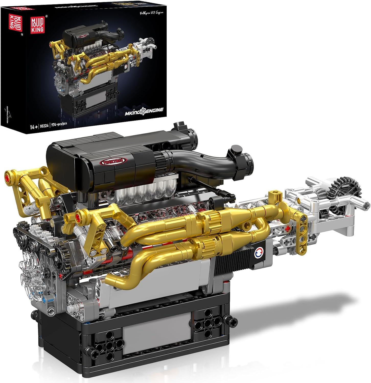 Mould King 10224 Valkyrie V12 Engine Model Kit,974+ Pieces Electric ...
