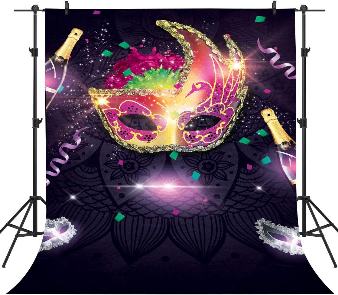 Amazon.com : PHMOJEN 5x7ft Backdrop Colorful Mask Champagne Photography ...
