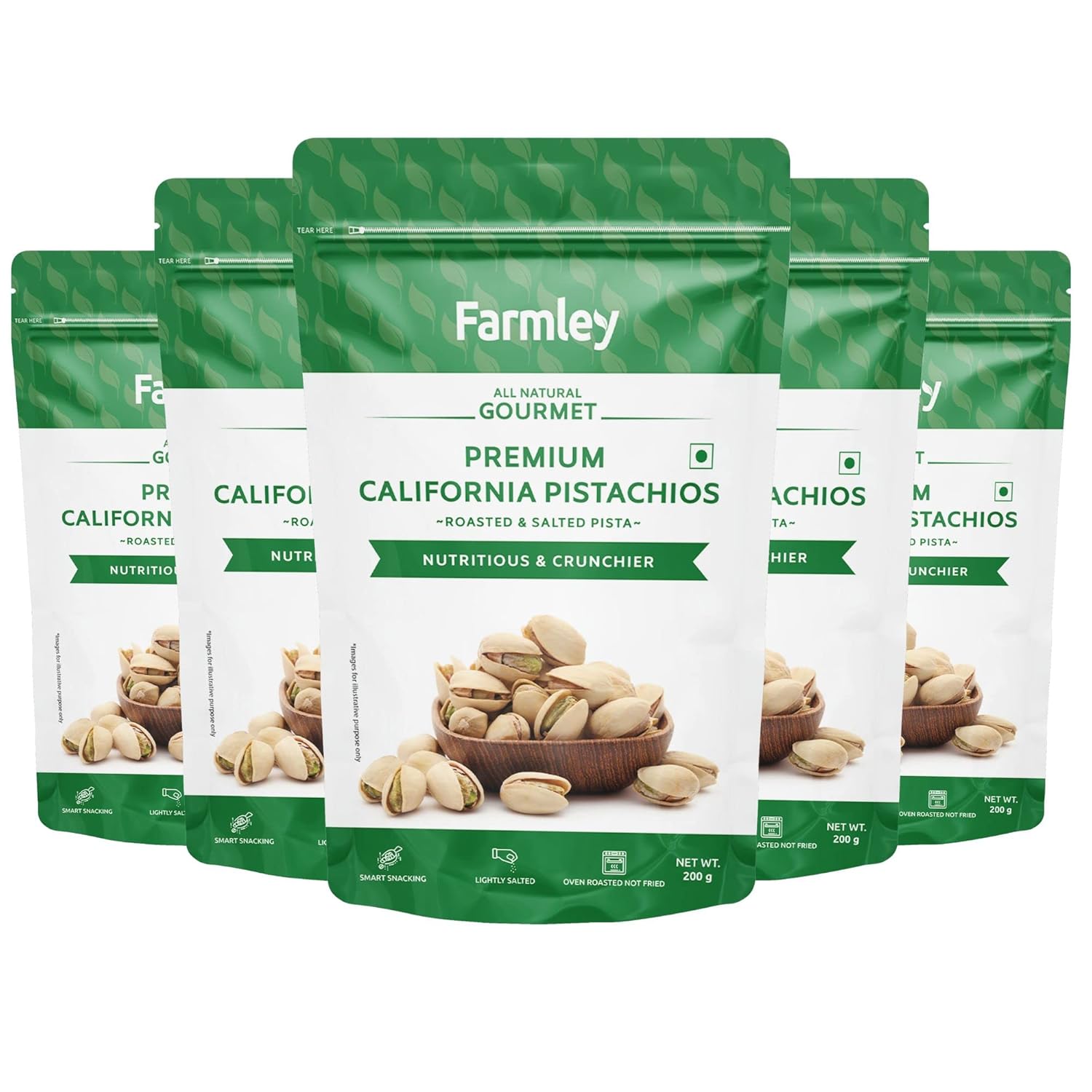 Farmley Premium California Roasted Salted Pistachios 1 kg |5 x 200 g ...