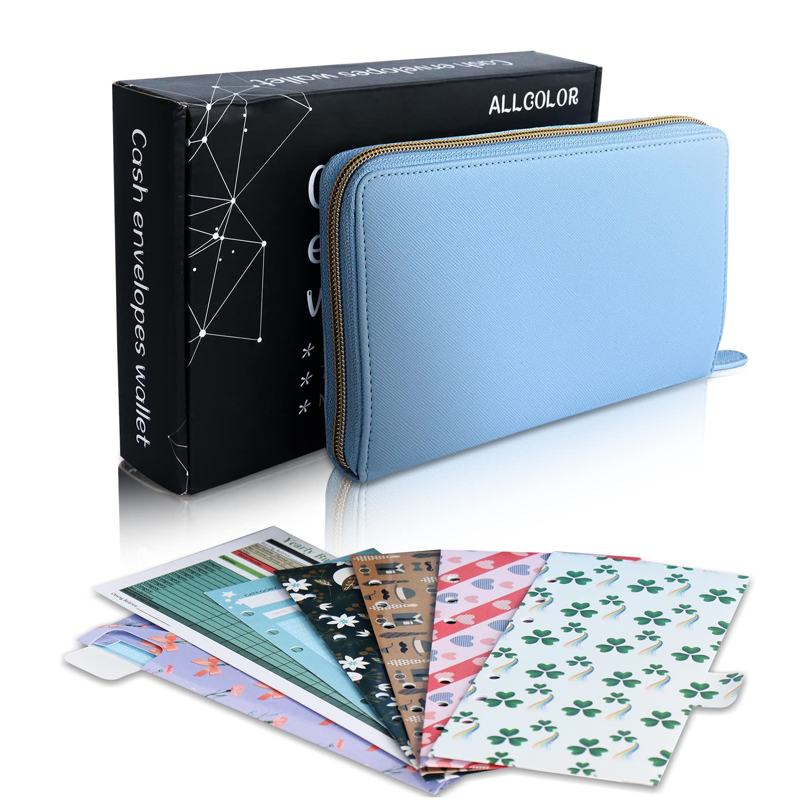 ALLCOLOR Cash Envelope Wallet for Women All in One Budget Wallet with ...
