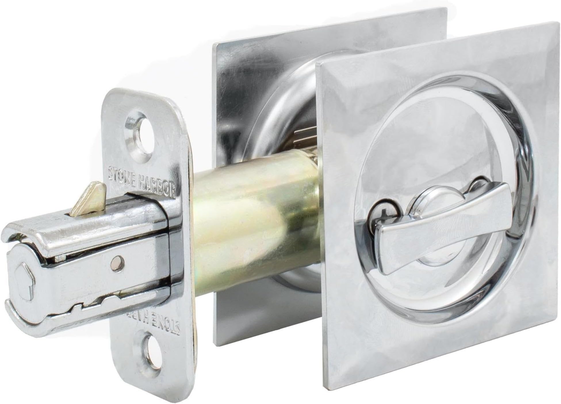 Kwikset 335SQT-26 Square Privacy Pocket Door Lock Bright Chrome Finish ...