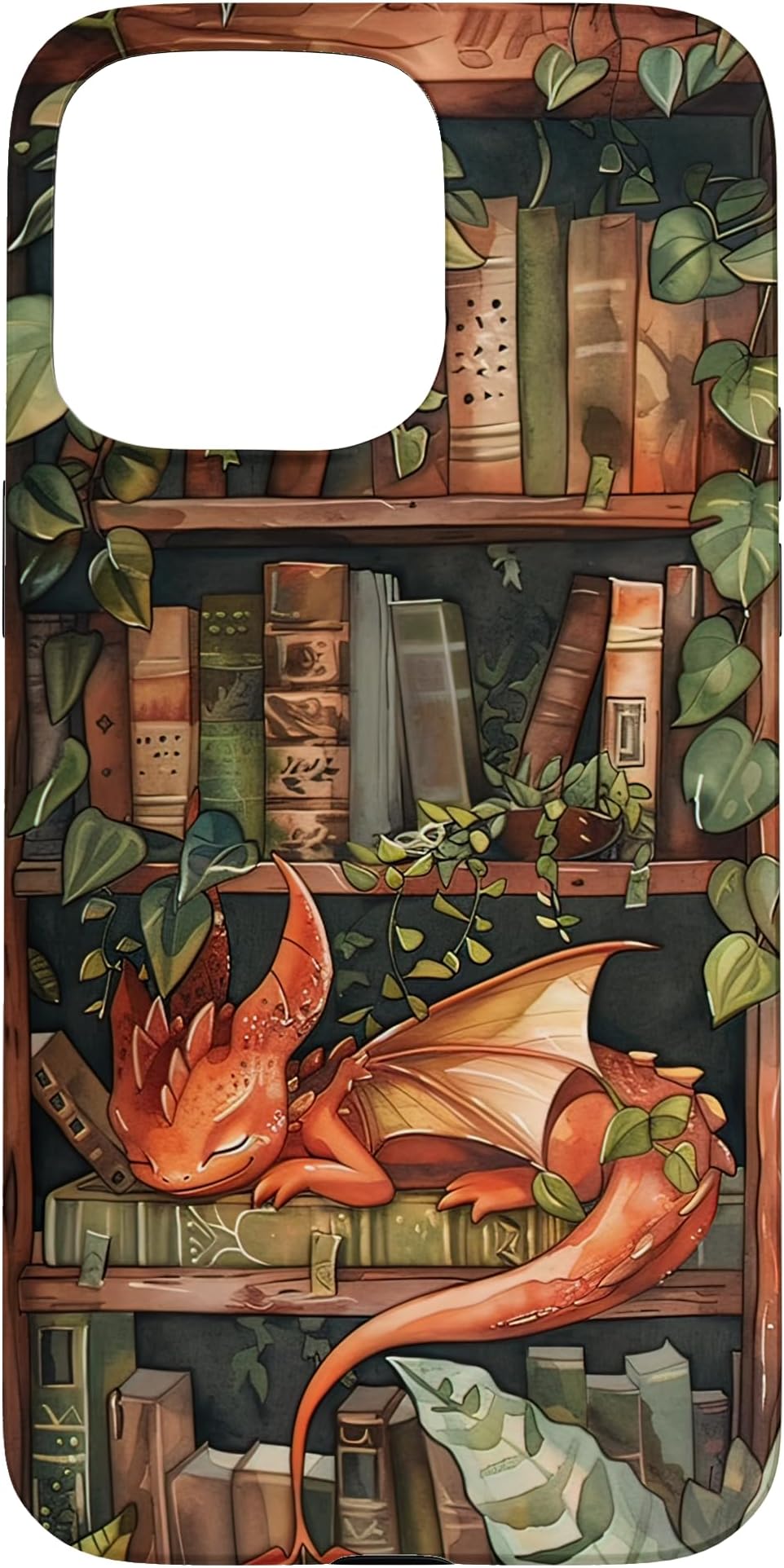 Amazon.com: iPhone 15 Pro Max Cute Dragon Books Cottagecore Flower ...