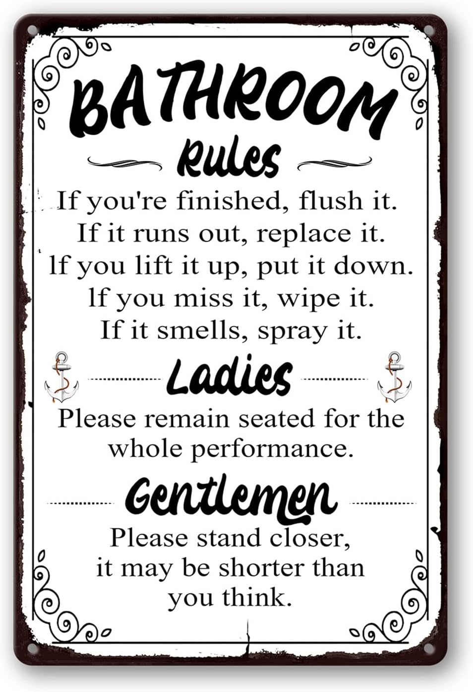 Amazon.com: Funny Bathroom Rules Signs Metal Tin Sign, Please Flush ...