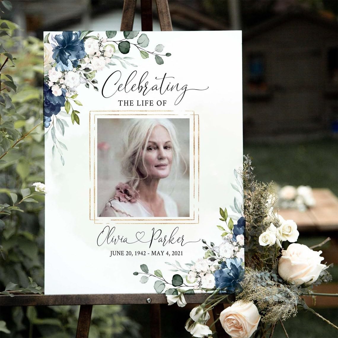 Amazon.com : Celebration of Life Navy Blue Funeral Welcome Sign ...