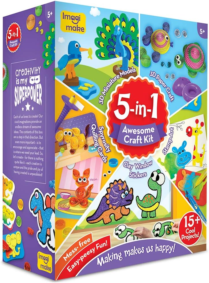 Amazon.com: Imagimake 5-in-1 Awesome Craft Kit - Creative Toy & DIY Set ...