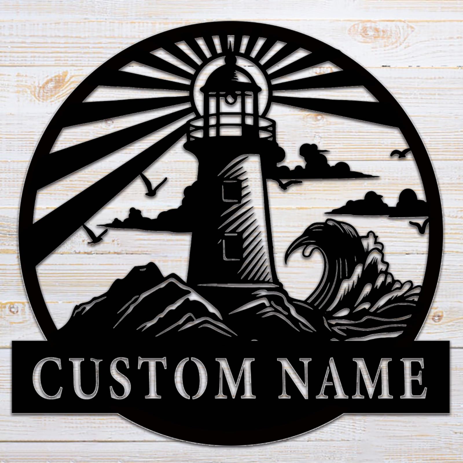 Amazon.com : Custom Lighthouse Metal Wall Sign - Personalized ...