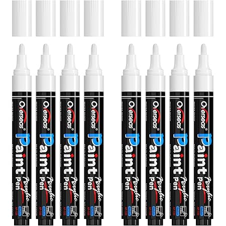 Amazon.com: Overseas White Paint Pens Paint Markers - Permanent Acrylic ...