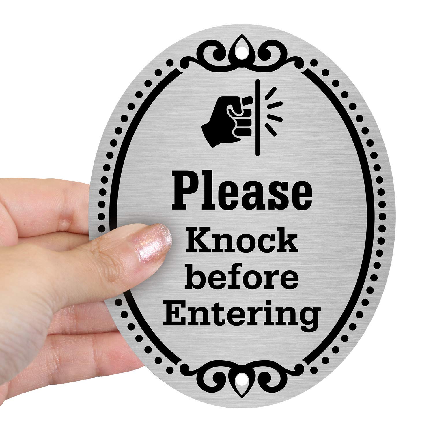 SmartSign “Please Knock Before Entering” Diamond Plate Door Sign | 4" x ...