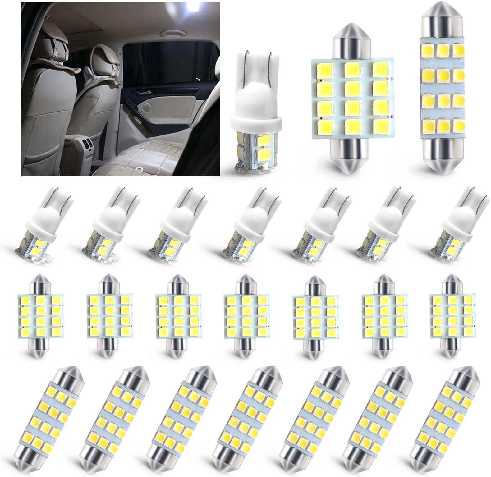 Amazon.com: Suvnie 10 PCS Car Interior LED Light Bulb, T10 5050 5SMD ...