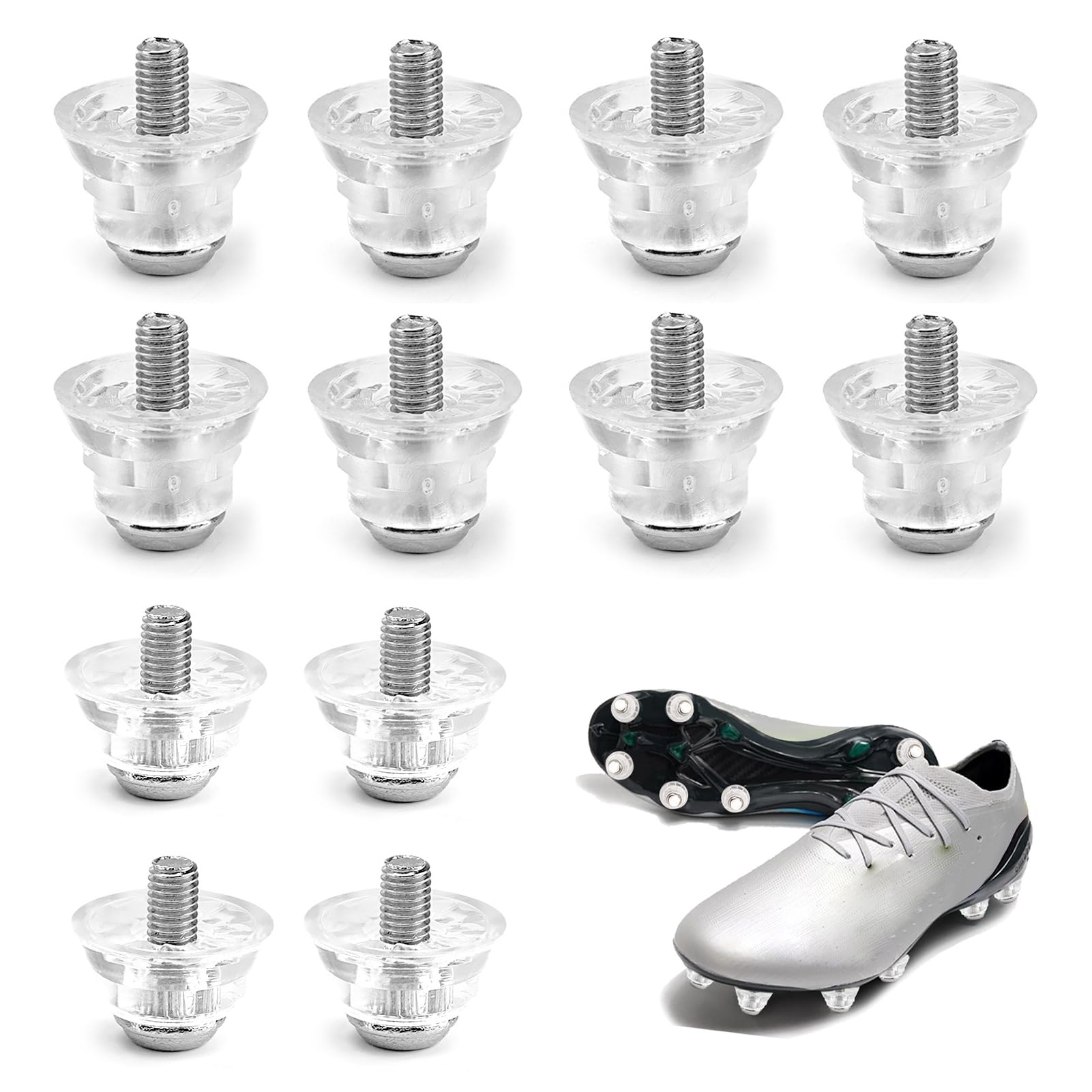12 PCS Football Studs Metal Tipped Replacement, Transparent Soft Ground ...