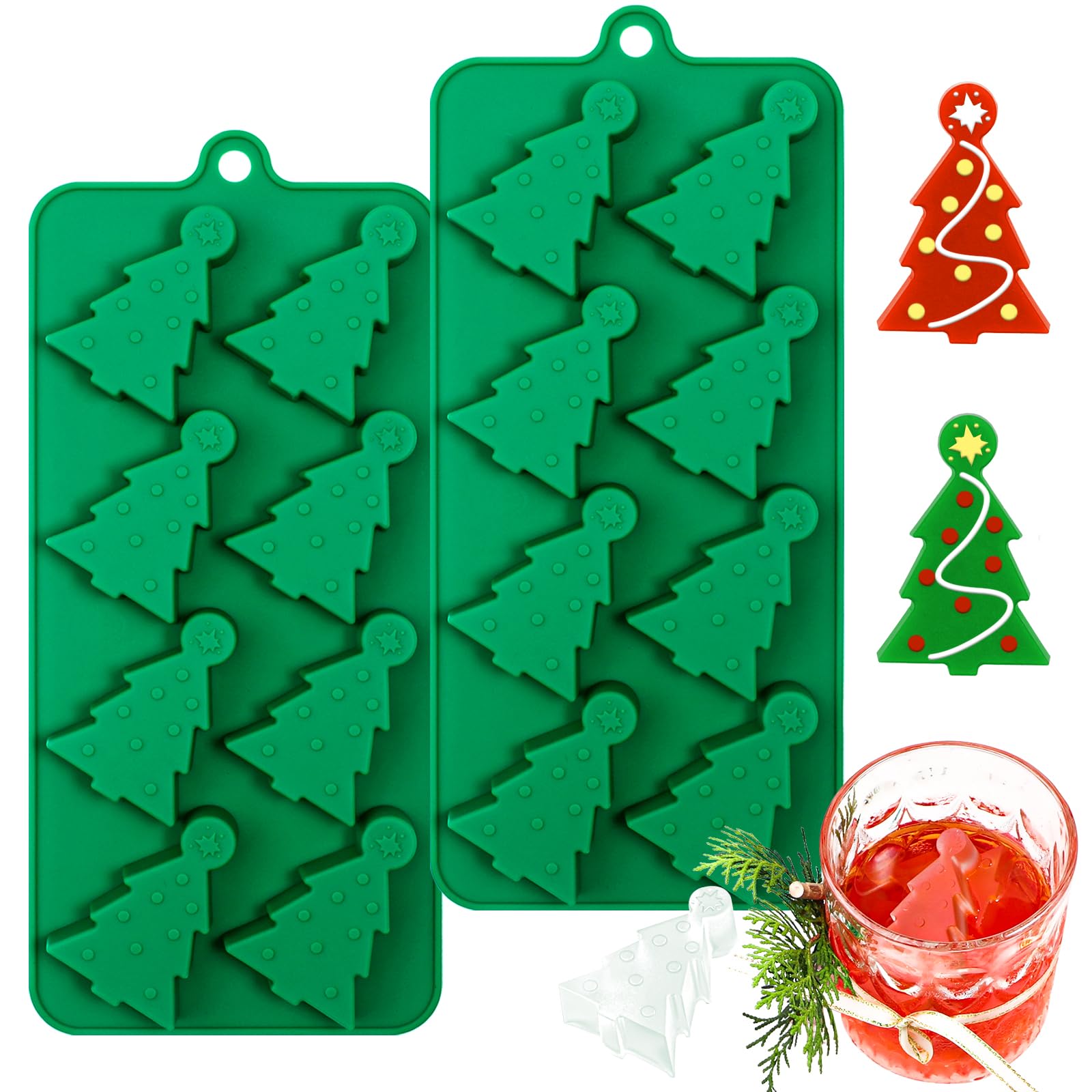 Amazon.com: Webake Christmas Tree Silicone Molds for Ice Cube 8-Cavity ...