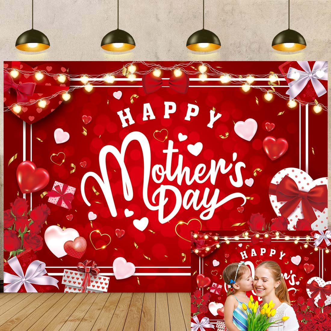 Amazon.com : Happy Mother's Day Backdrop for Photography 7x5FT Glitter ...