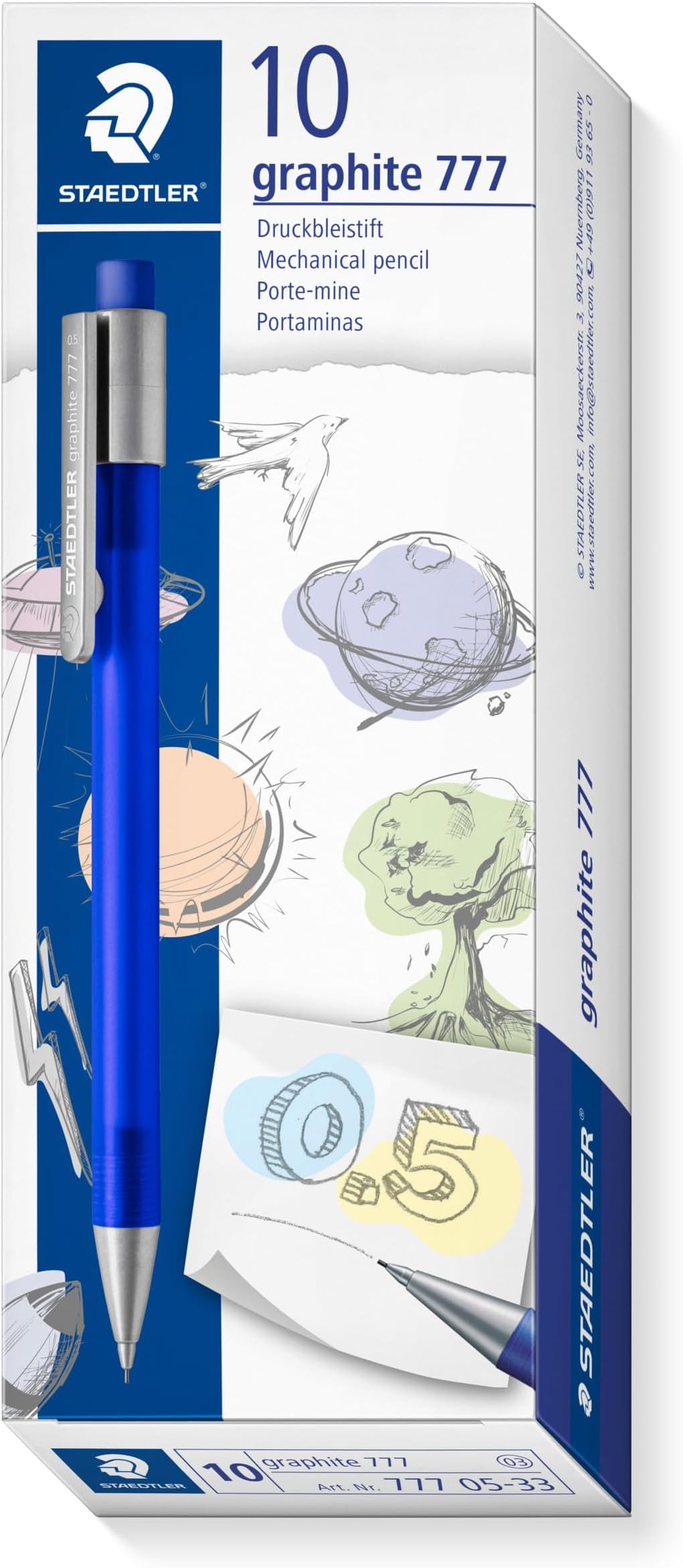 STAEDTLER 777 05-33 Graphite Mechanical Pencil - 0.5mm, B Lead, Frosted ...