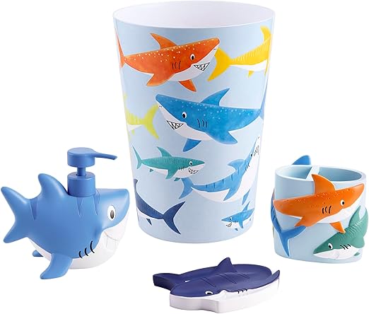 Amazon.com: Allure Home Creation Colorful Sharks 4-Piece Bathroom ...