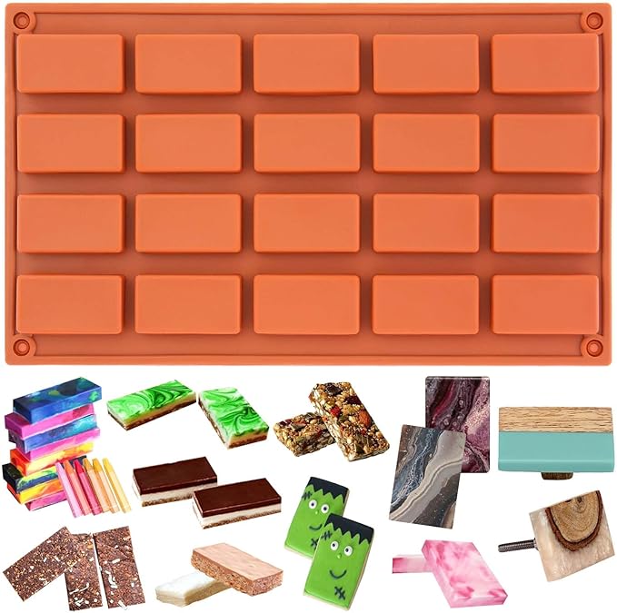 Amazon.com: FUNSHOWCASE 20 Cavities Rectangular Chocolate Candy Bar ...