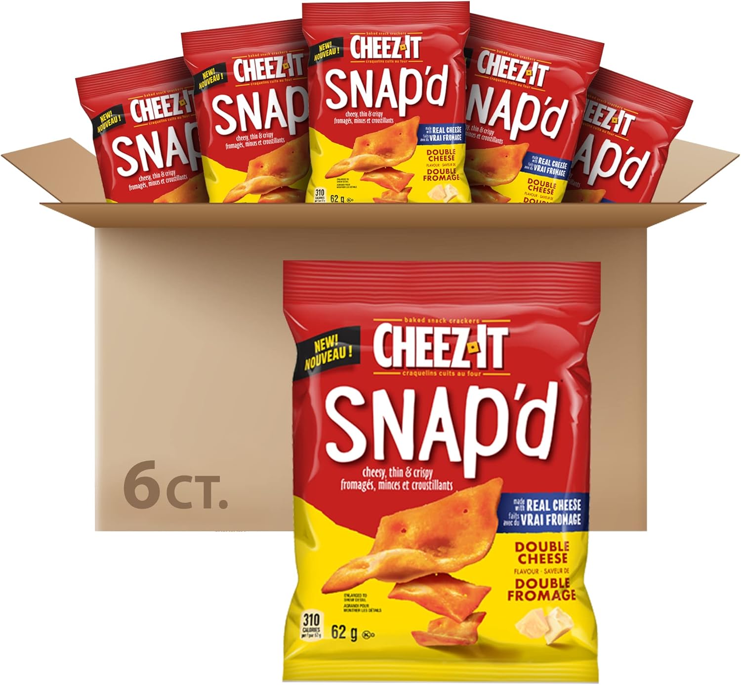 Cheez-It SNAP’d Double Cheese Flavour Crackers 62 g x 6 pack : Amazon ...