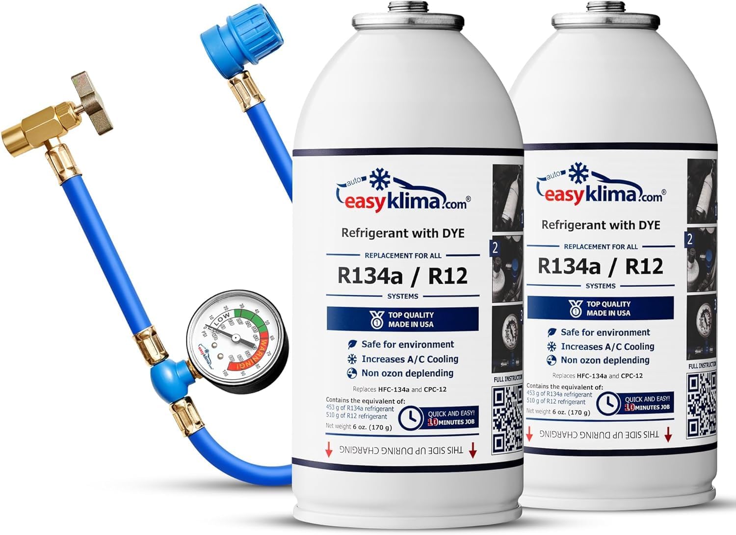EasyKlima® 3in1 Kit: Refill your car’s AC with R134a refrigerant ...