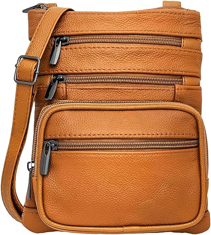 Krediz Leather Crossbody purses for Women - travel bag with 4 Zippers ...