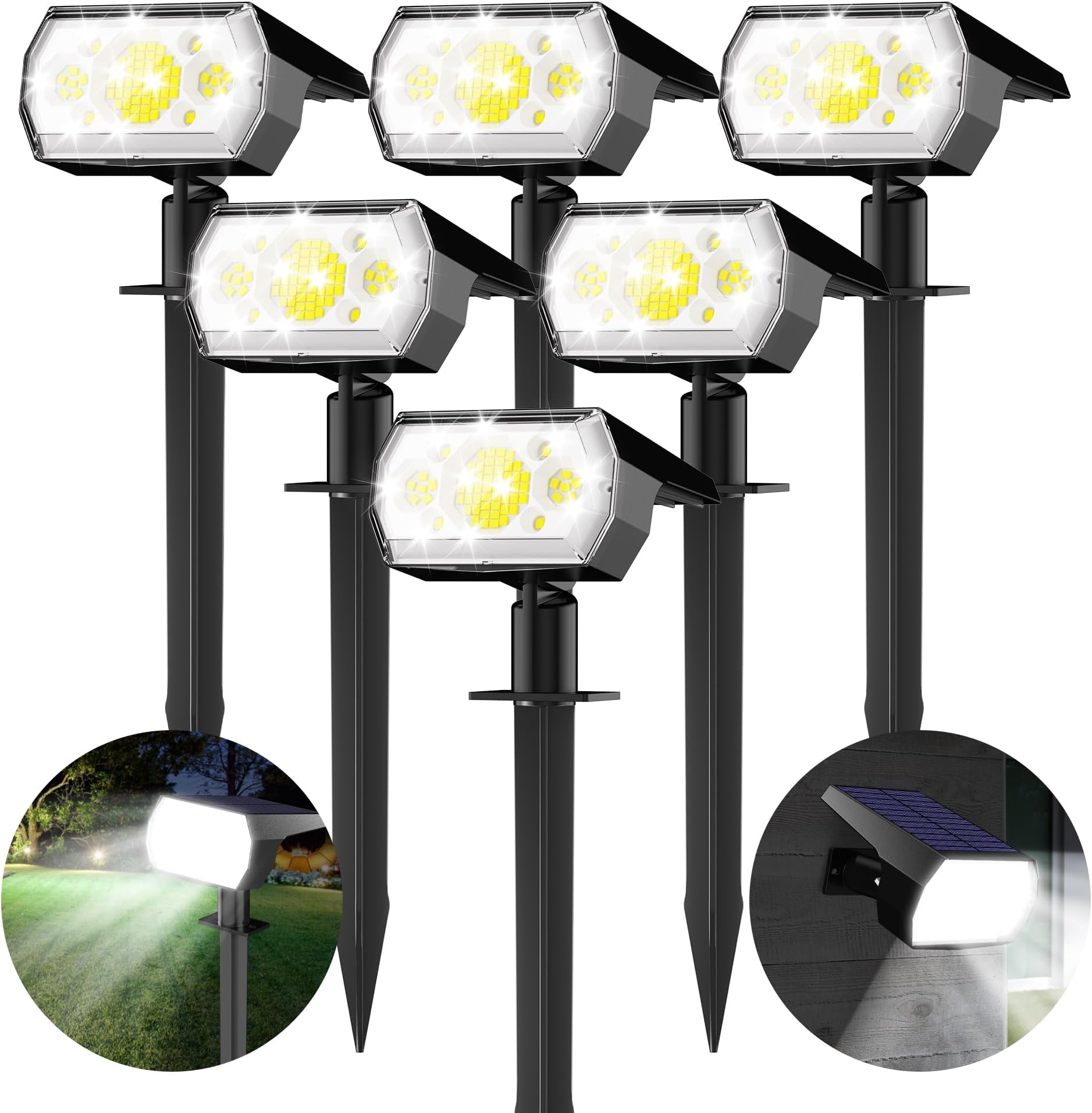 hyrion Solar Spot Lights Outdoor, 64 LED Super Bright IP65 Waterproof ...