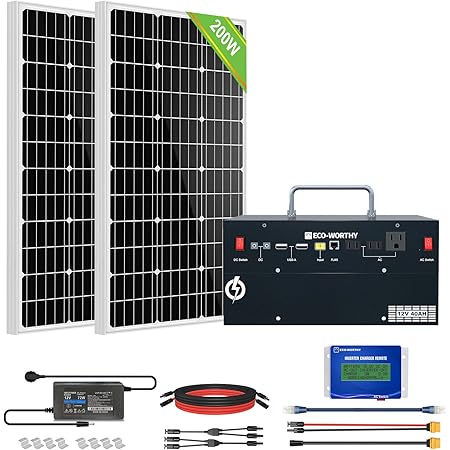 Buy ECO-WORTHY Plug-and-Play 0.8KWH 200 Watt Solar Panel Kit with 512WH ...
