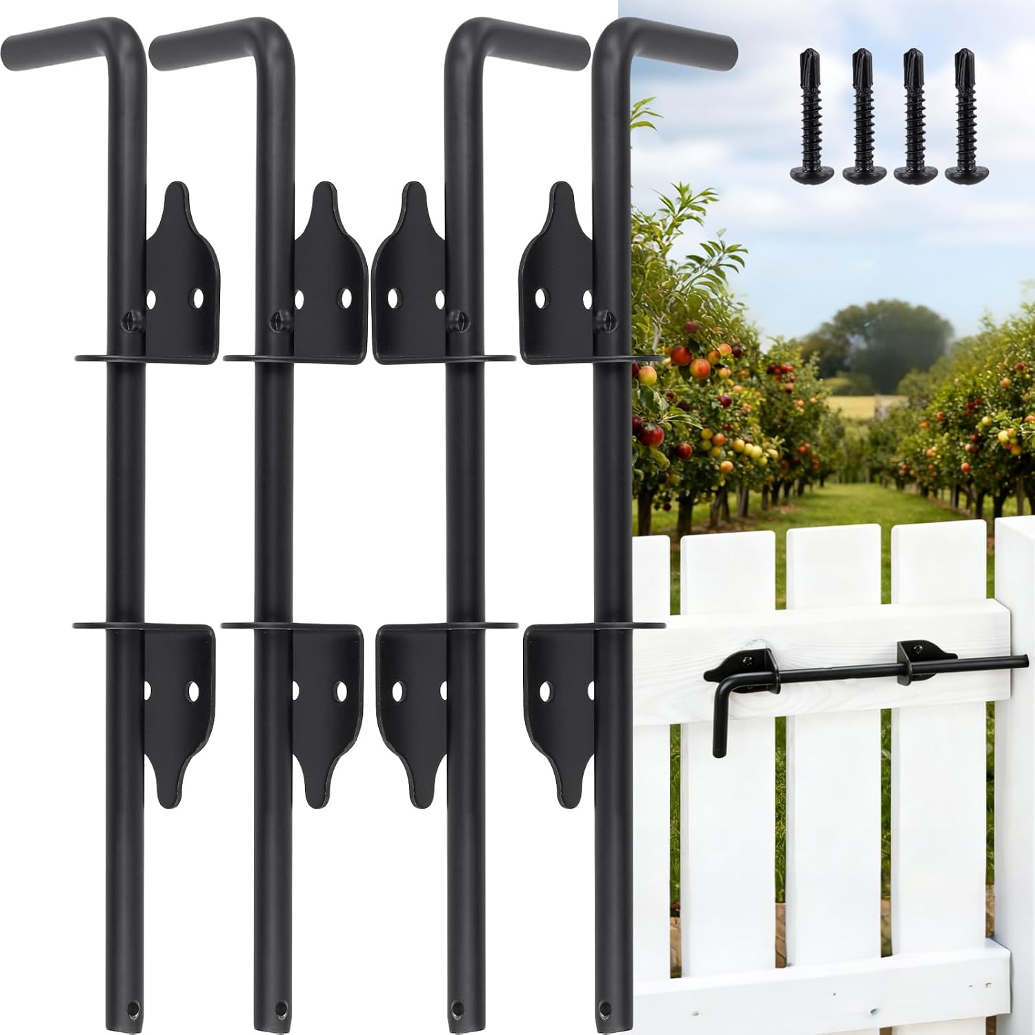 Amazon.com: KEILEOHO 4 Pack 12 Inch Cane Bolt Gate Drop Rod, Black ...