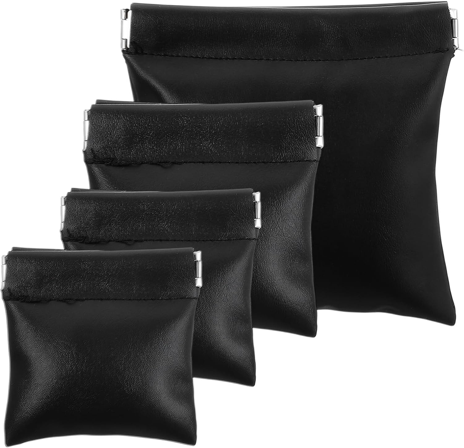 XLIUAX 4 Pack PU Leather Squeeze Coin Purse, 3 Sizes No Zipper Change ...