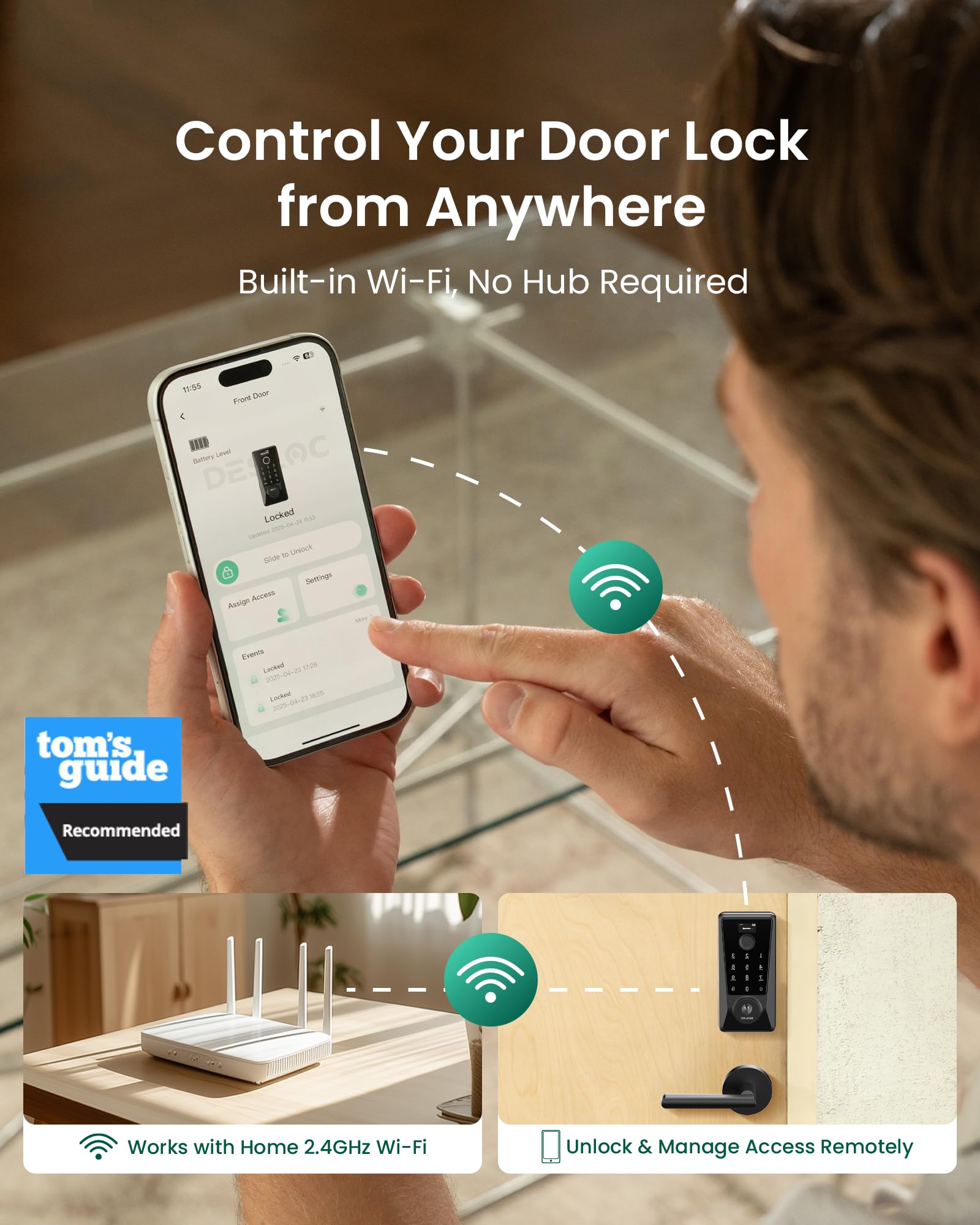 Snapklik.com : WiFi Smart Lock D110 Plus, Built-in Wi-Fi No Hub Needed ...