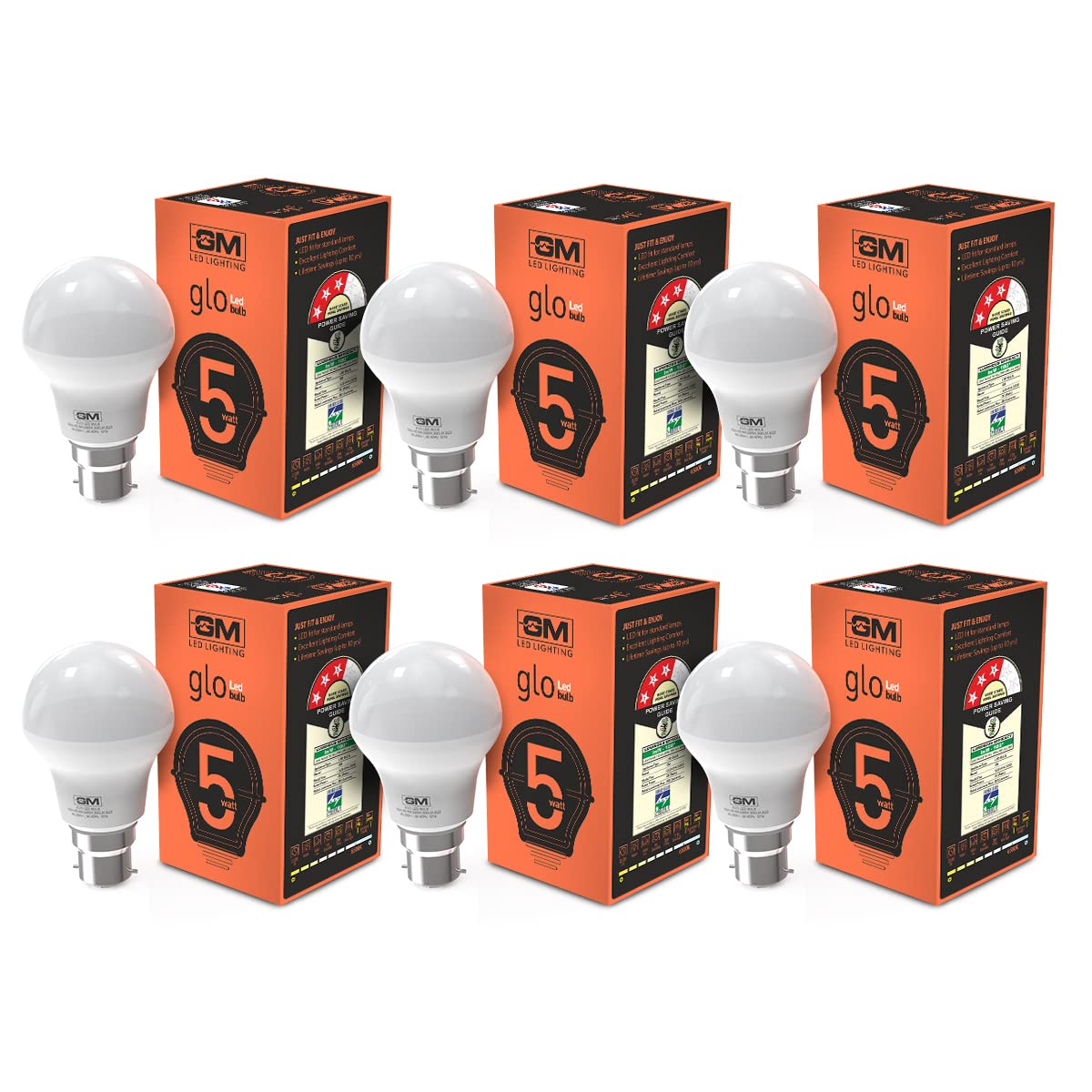 Buy GM GLO - 5 Watt LED Bulb - B22 100 Lumens Per Watt - 6500K White ...