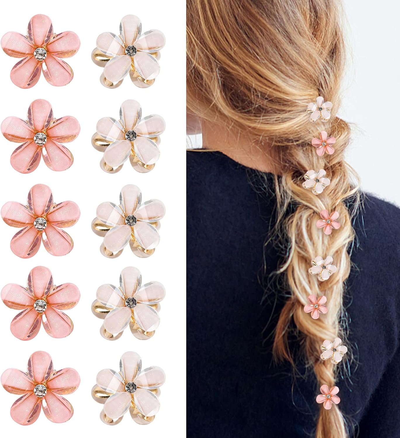 10 Pcs Mini Diamond Hair Claw Clips,Small Hair Clips Flower Hairpins ...