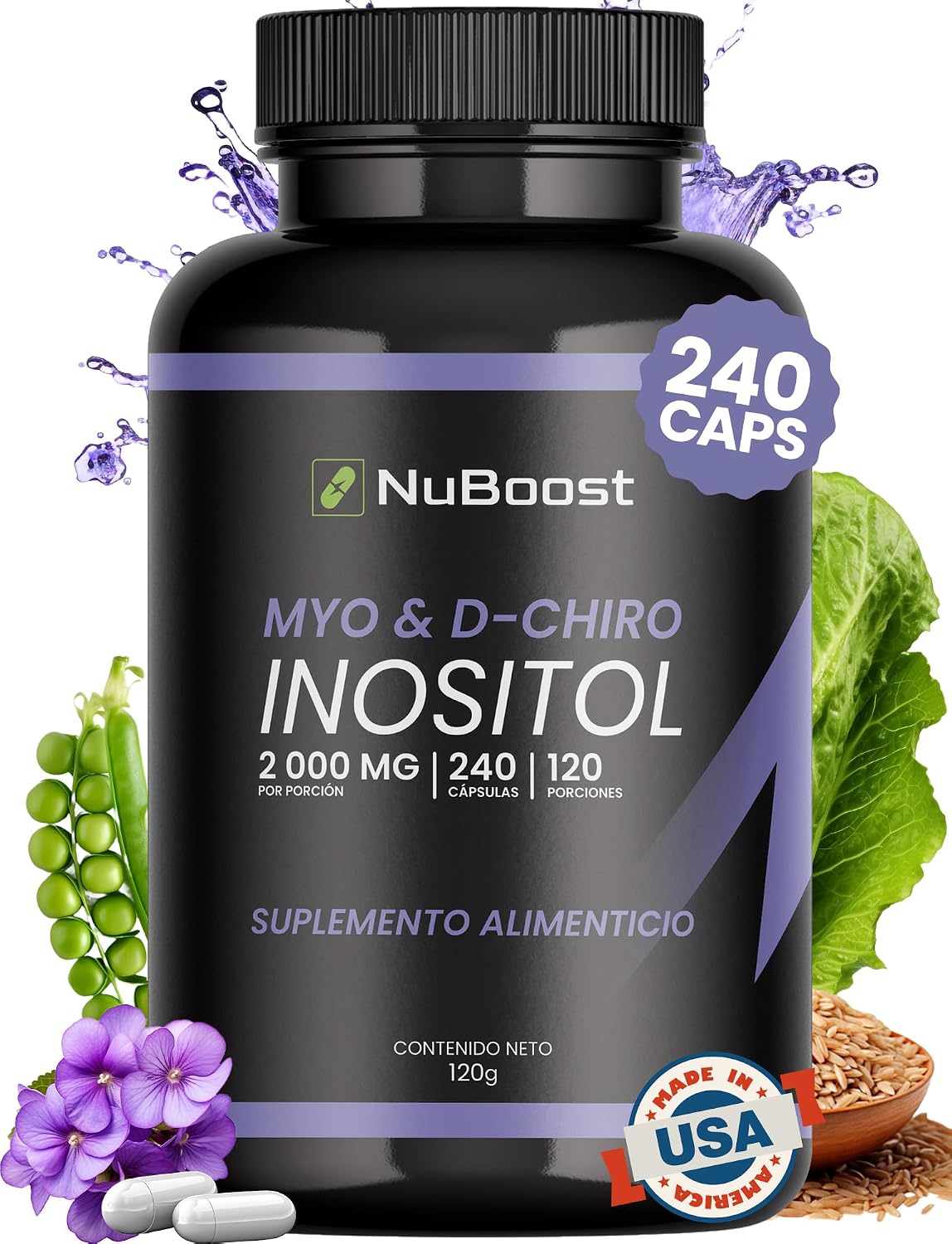 Nuboost Inositol de 240 Cápsulas De 2g - Myo Inositol - Myo Inositol y ...