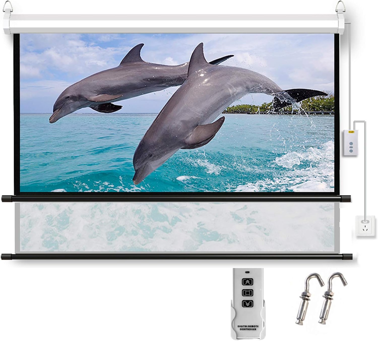 Amazon.com: Matte White Projection Screen Classroom Motorized Projector ...