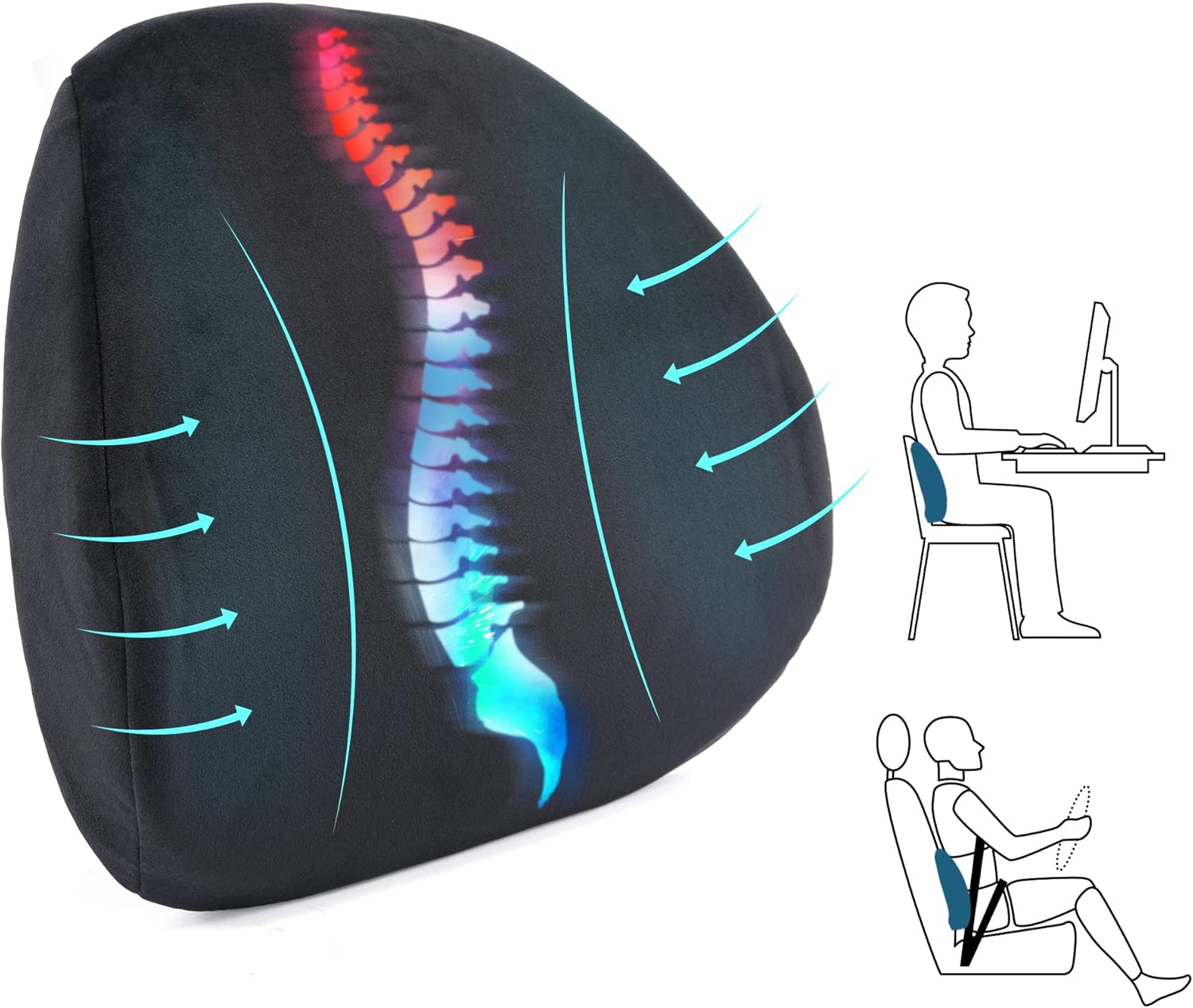 Amazon.com: chizzysit Lumbar Support Pillow for Office Chair, Ergonomic ...