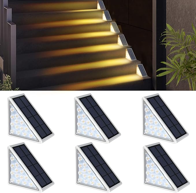 LED Solar Step Lights Waterproof Outdoor Stair Lights, Warm White Solar ...