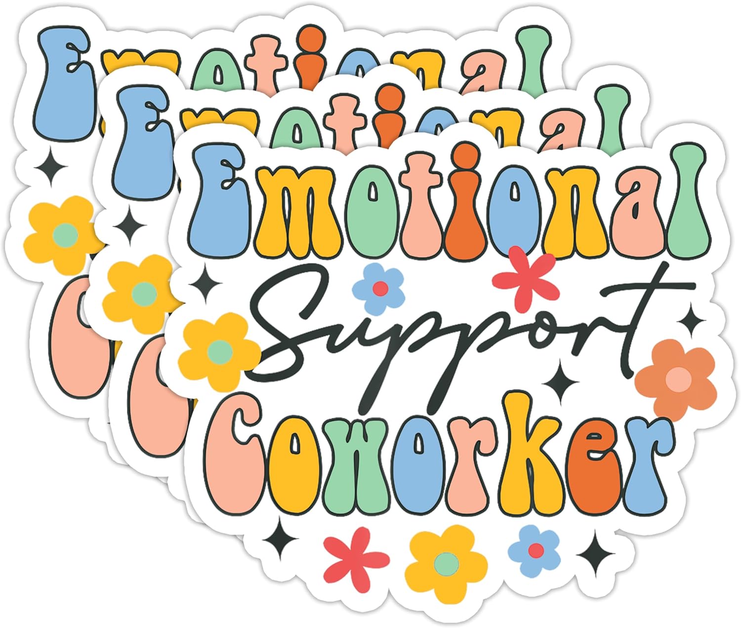 Amazon.com : (3Pcs) Emotional Support Coworker Sticker, Funny Emotional ...