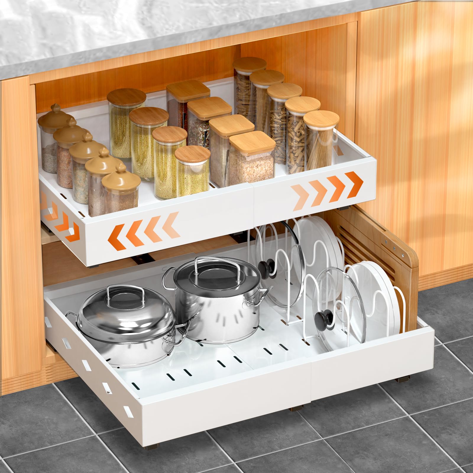 Buy Pull Out Cabinet Organizer Pull Out Drawers for Cabinets with 4pcs ...