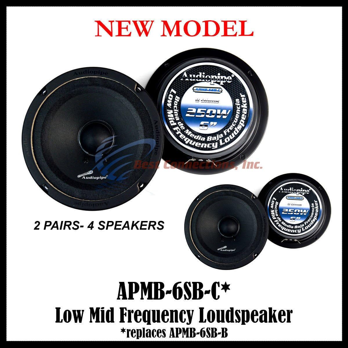 Amazon.com: 4 Audiopipe APMB-6SB-C Two Pair 6-6.5" Sealed Back Full ...