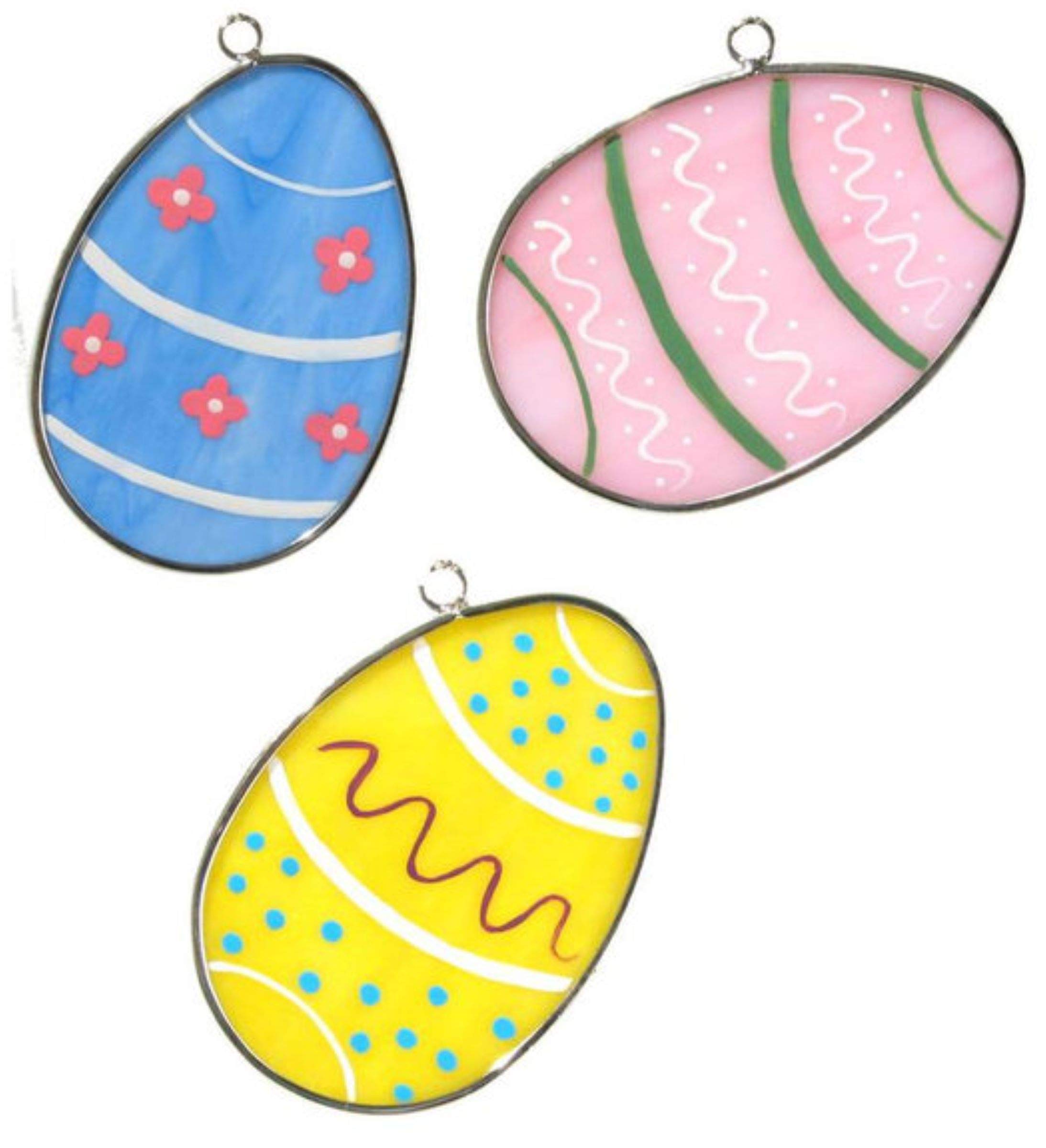 Amazon.com: Stained Glass Easter Eggs with Painted Decorations - Set of ...