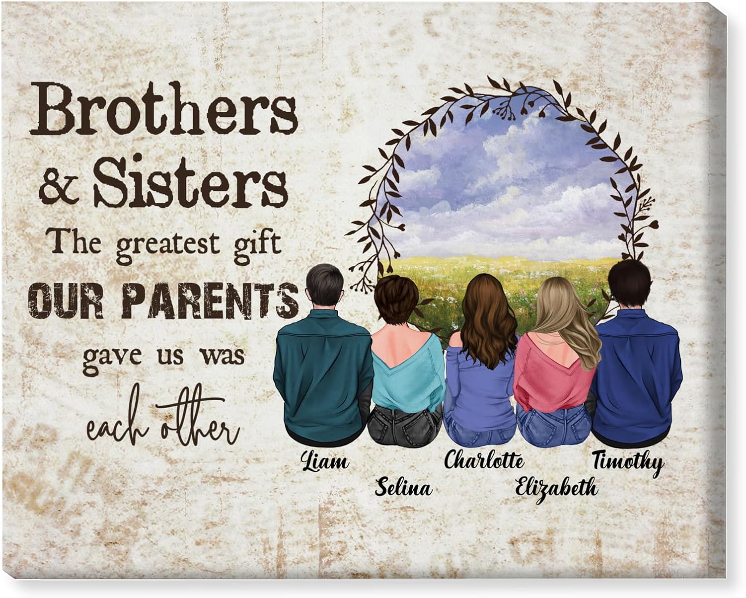 Amazon.com: GOSSBY Personalized Custom Canvas (2 Brothers And 3 Sisters ...