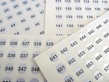 Silver 13mm Round Consecutive, Sequential Number Sequence Labels ...