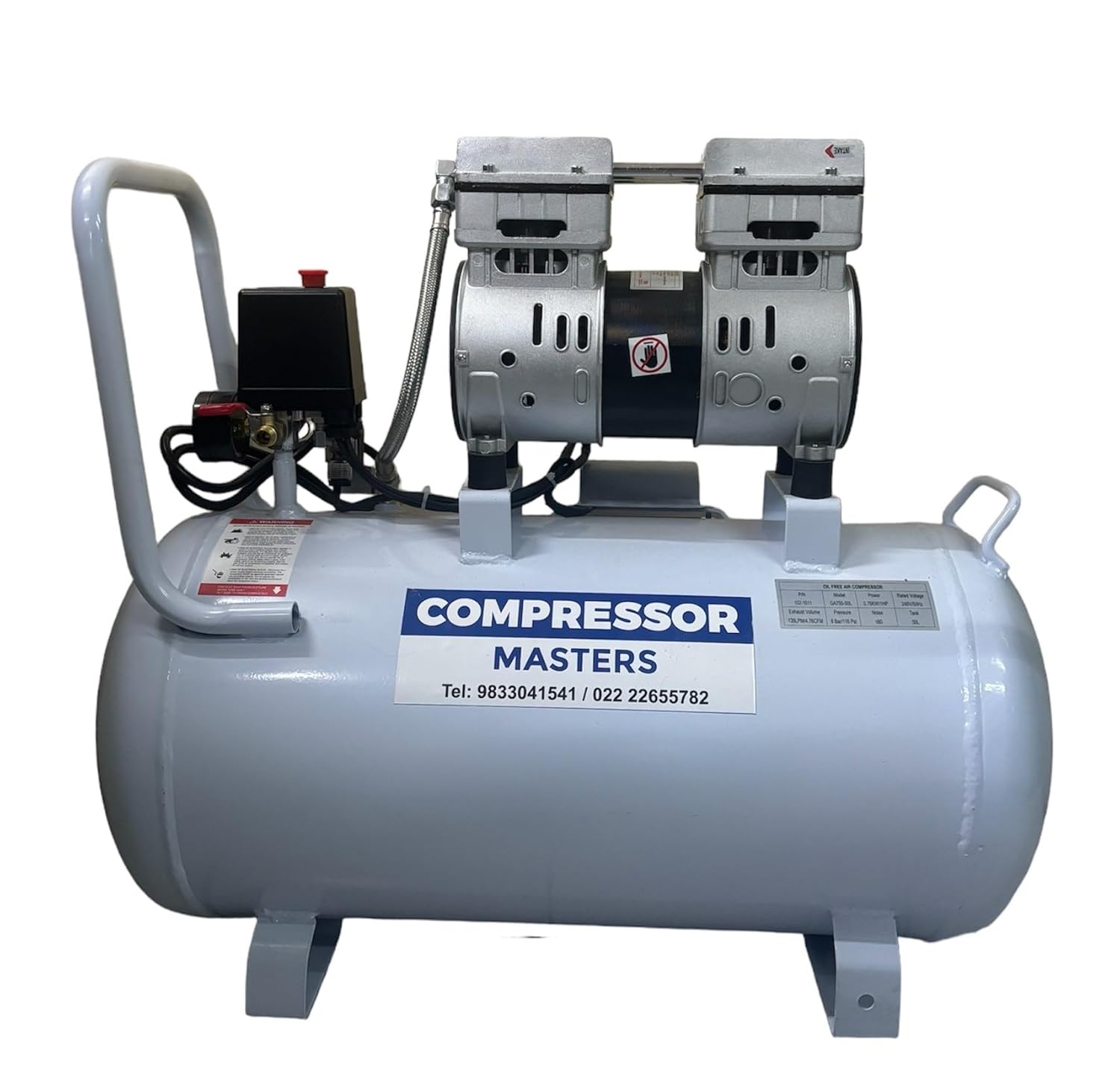 Compressor Masters 1HP Copper Winding Oil Free 50 Litre Air Compressor ...