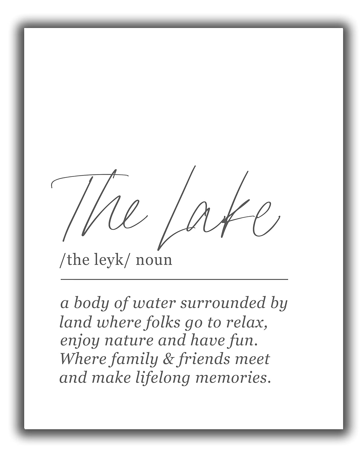 Amazon.com: The Lake Definition Word Wall Art Print. 11x14 UNFRAMED ...