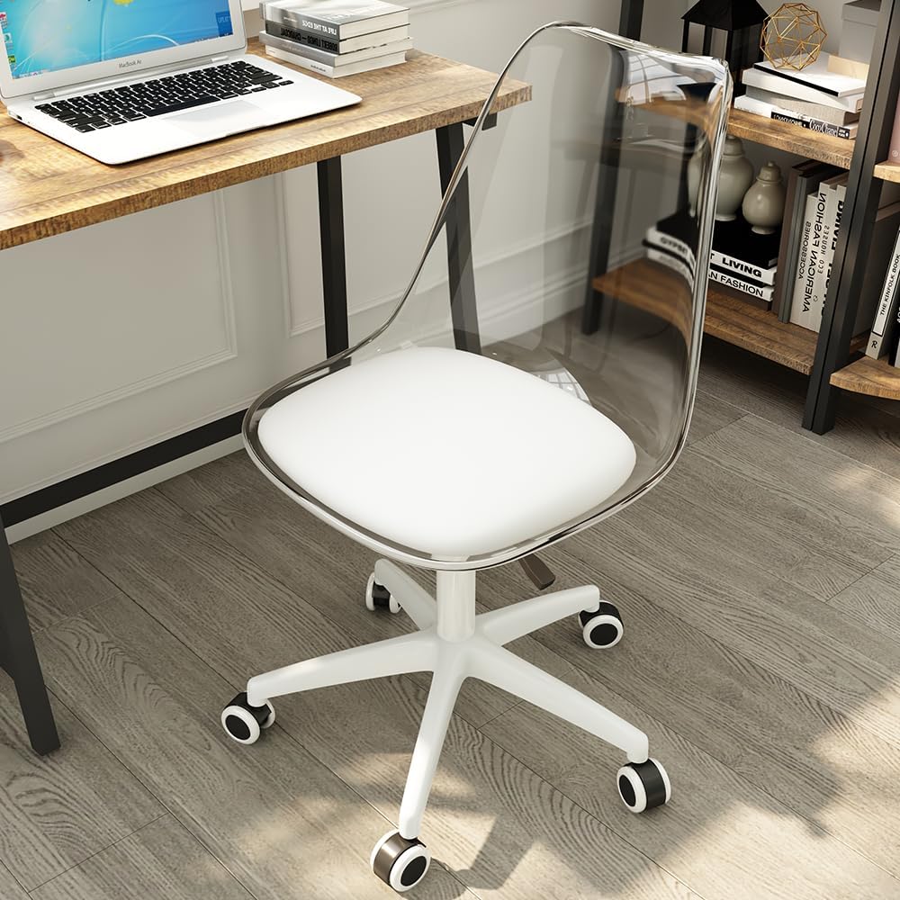 Amazon.com: AISYKOD Clear Desk Chair, Plastic Home Office Chair ...