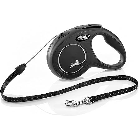 flexi New Classic Retractable Lead Cord, Black, Small, 5m (16ft ...