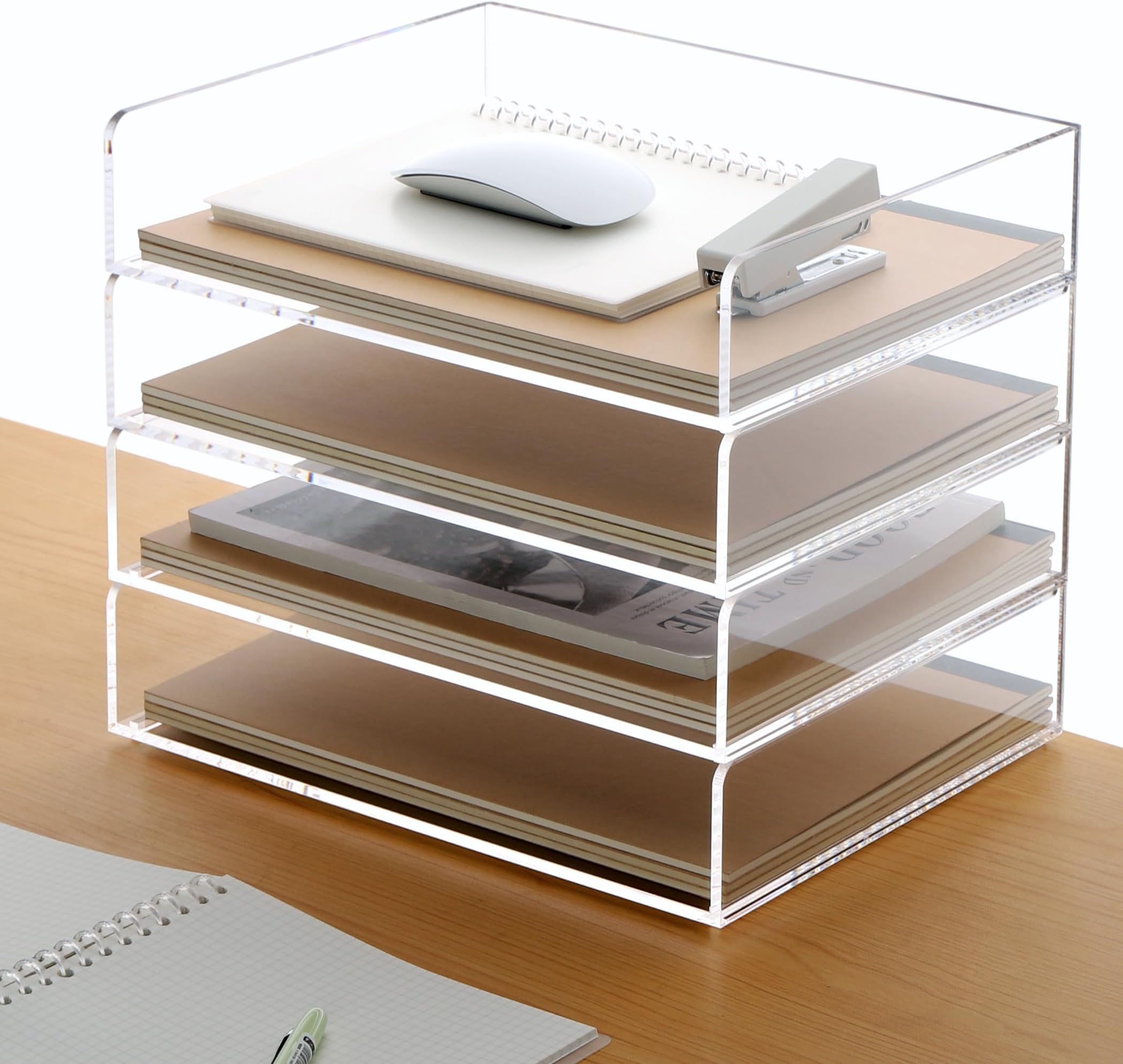 Amazon.com: Acrylic Paper Tray, 4 Tier Paper Organizer for Desk, Clear ...