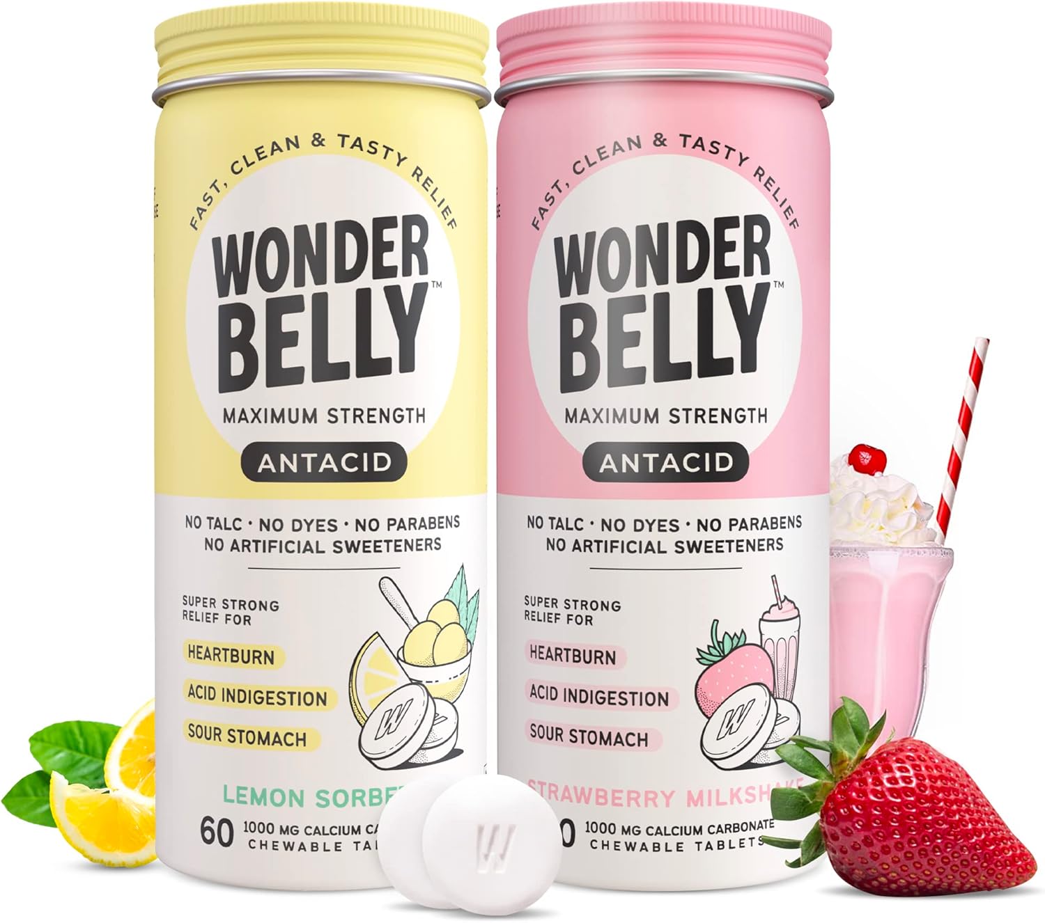 Amazon.com: Wonderbelly Antacid Chewable Tablets Bundle (Strawberry ...
