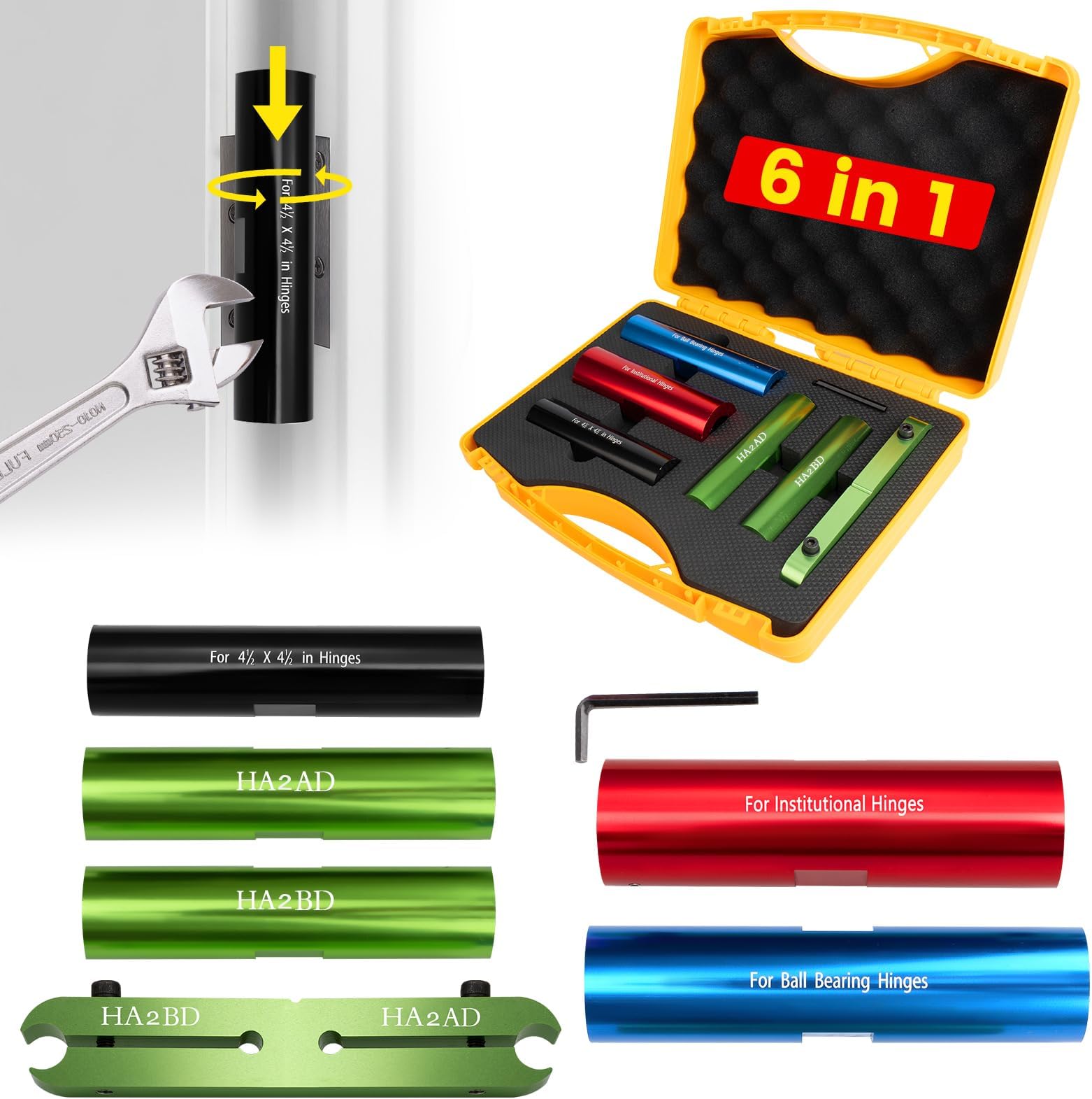 6 Piece Door Hinge Adjustment Tool, HA1234 Hinge Gap Adjusting Wrench ...
